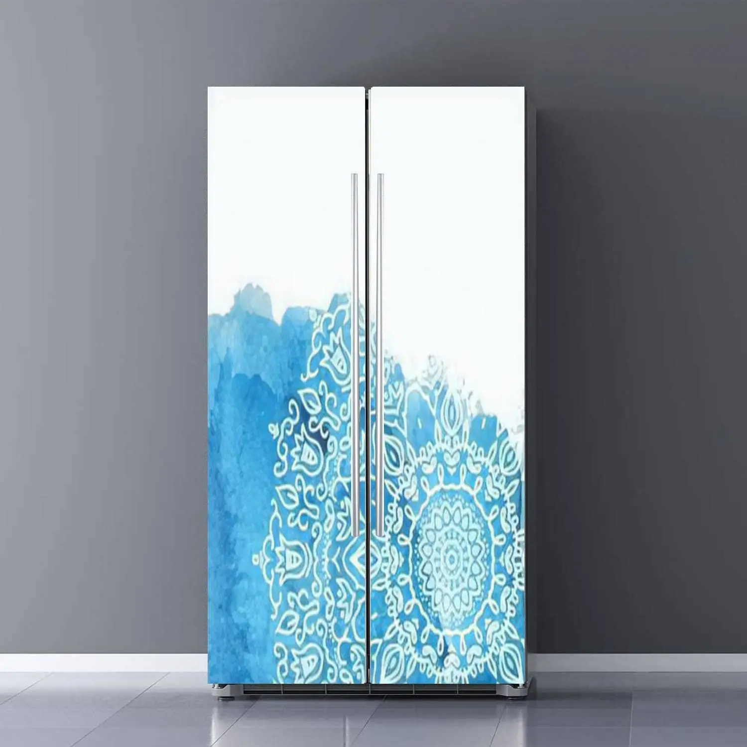 Boho Mandala Refrigerator Wrap Self Adhesive Bohemian Floral Fridge ...