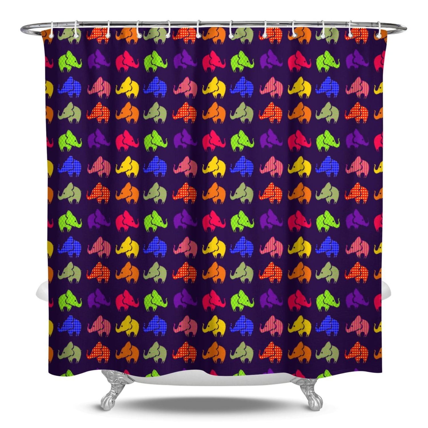 Boho Mandala Shower Curtain, Elephant Floral Ethnic Print Waterproof ...