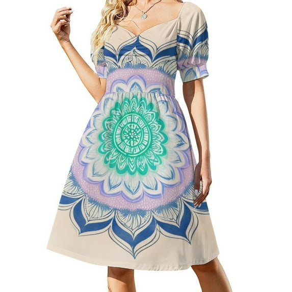 Boho Mandala Tapestry Art Short Sleeve Dress Clothes Women's Summer ...