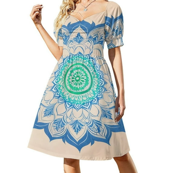 Boho Mandala Tapestry Art Short Sleeve Dress Clothes Women's Summer ...