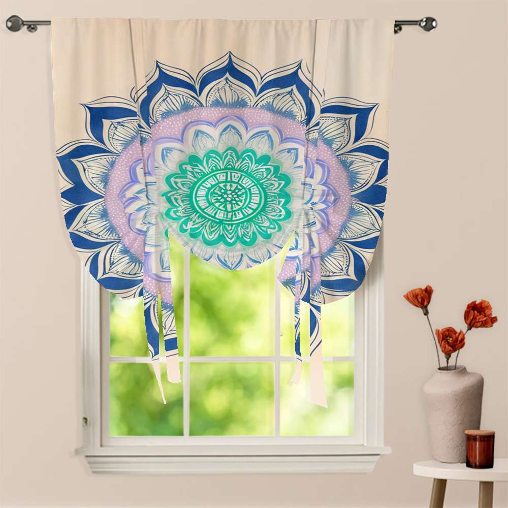 Boho Mandala Tapestry Art Window Curtain for Living Room Roman Curtain ...