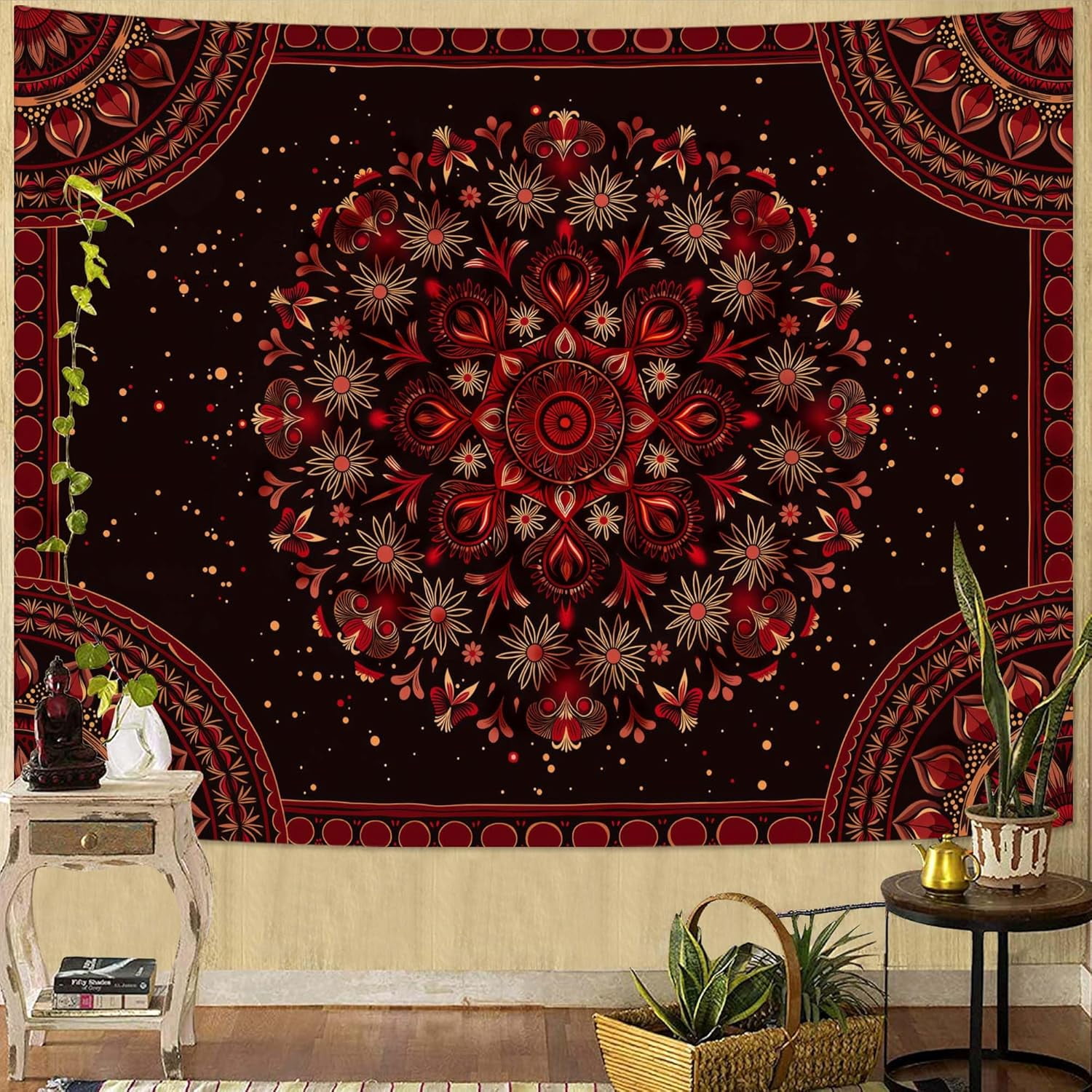 Boho Mandala Tapestry Wall Hanging Floral Medallion Design Small ...