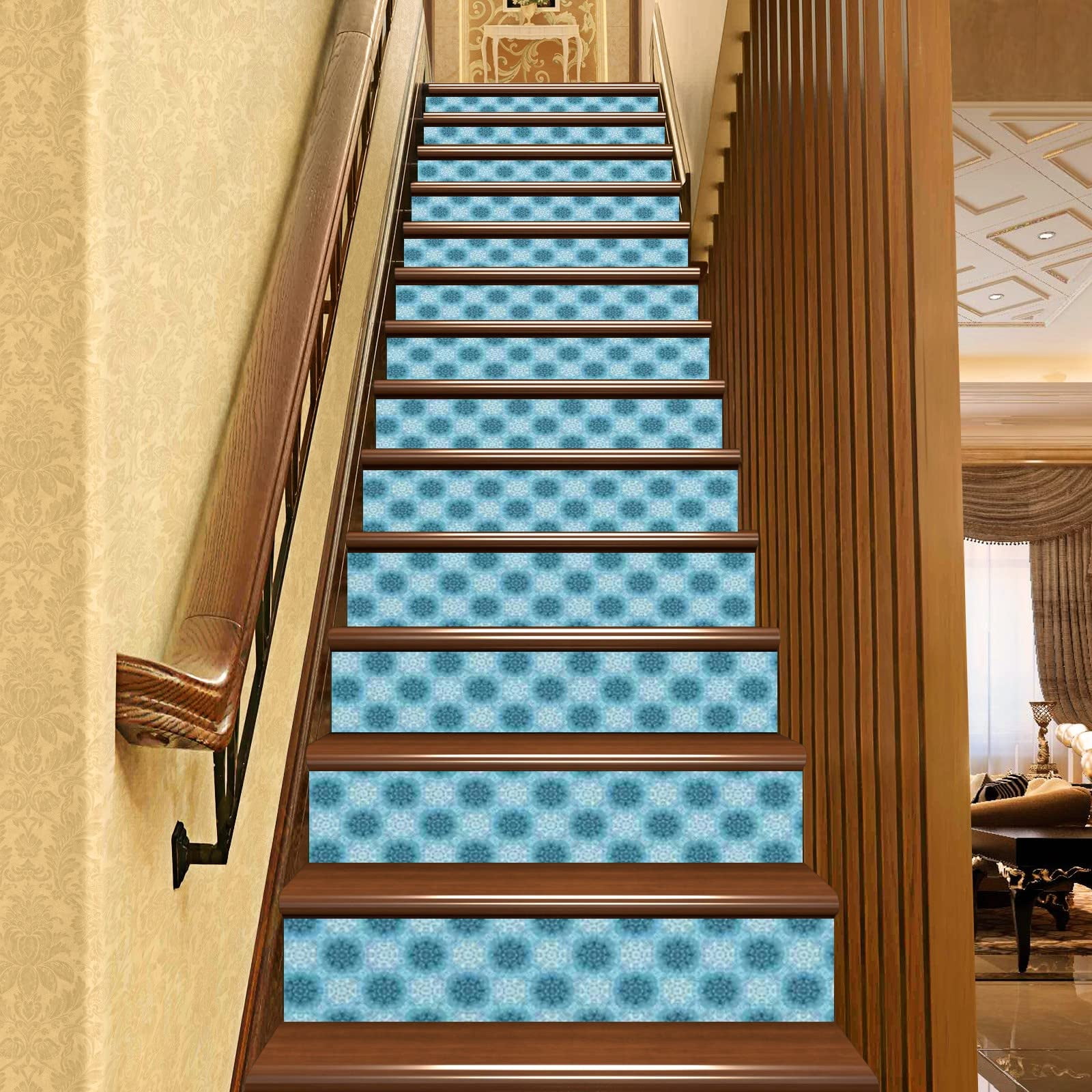 Boho Mandala Totem Stair Stickers Exotic Ethnic Floral Staircase Riser ...