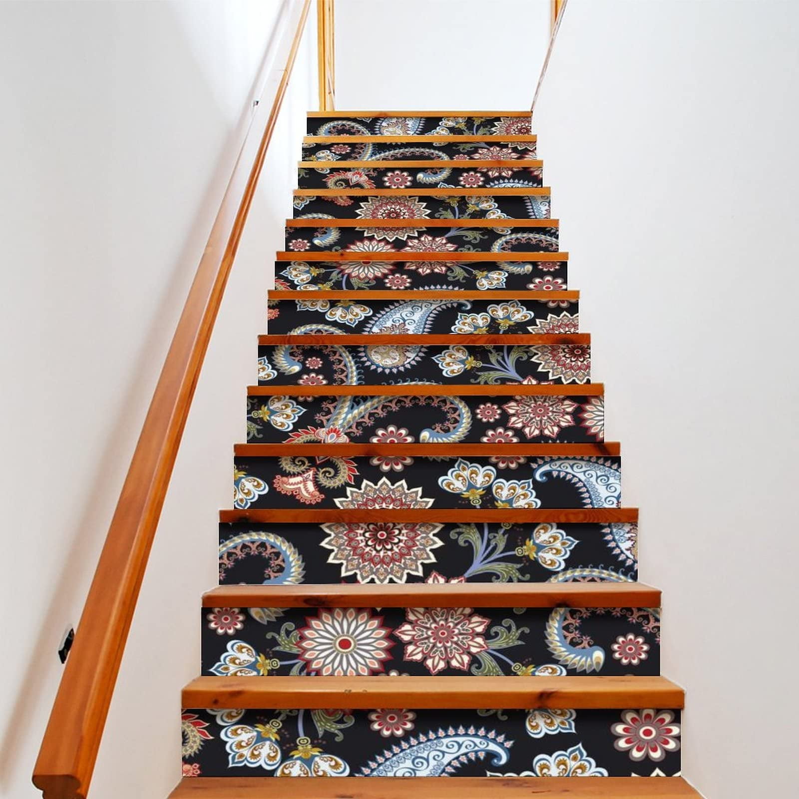 Boho Mandala Totem Stair Stickers Exotic Ethnic Floral Staircase Riser ...