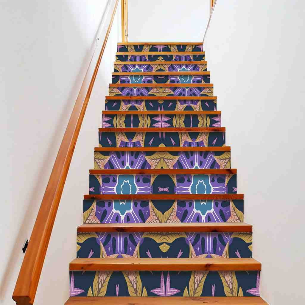 Boho Mandala Totem Stair Stickers Exotic Ethnic Floral Staircase Riser ...