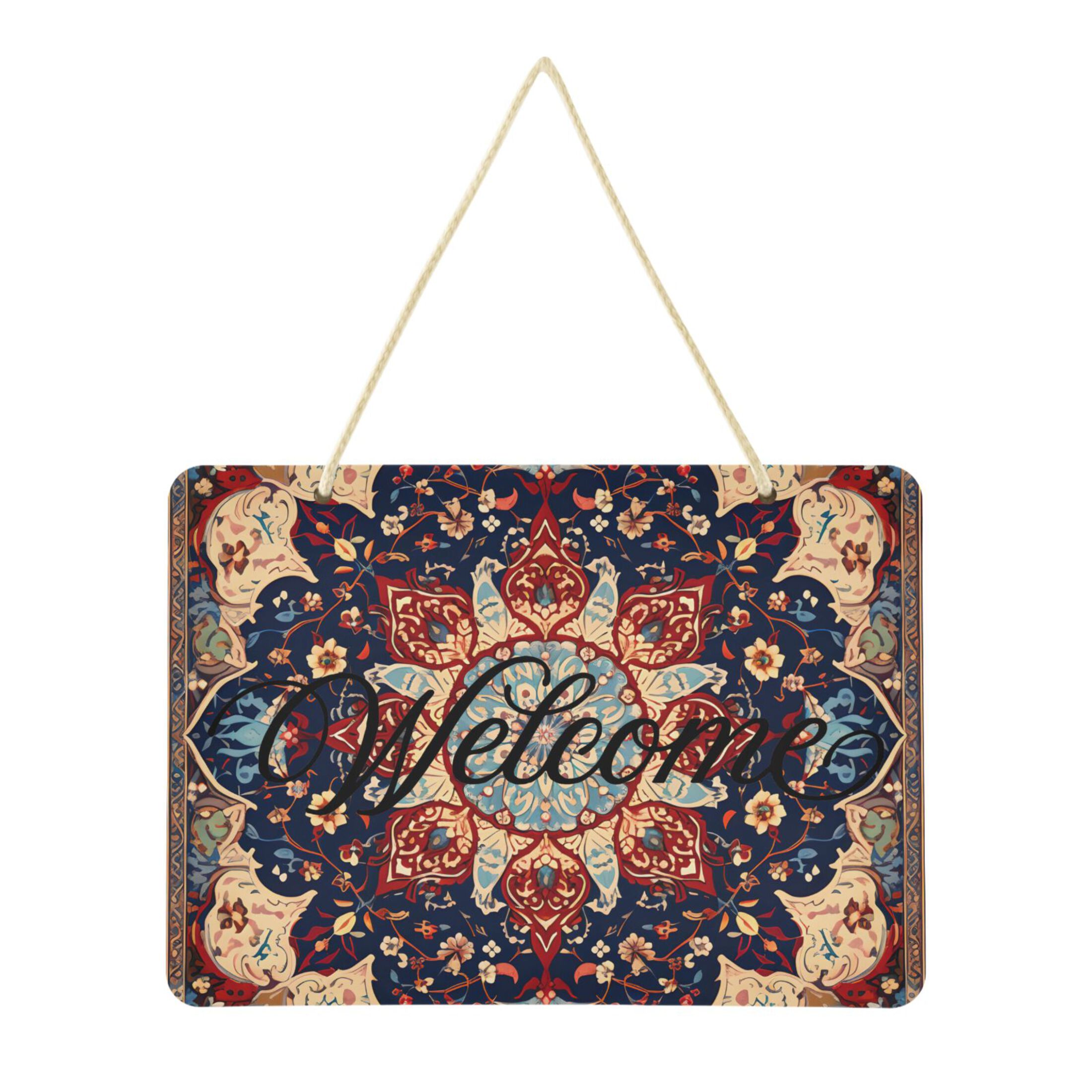 Boho Mandala Welcome Sign Front Door PVC 14x10 inch Hanger Hello Sign ...