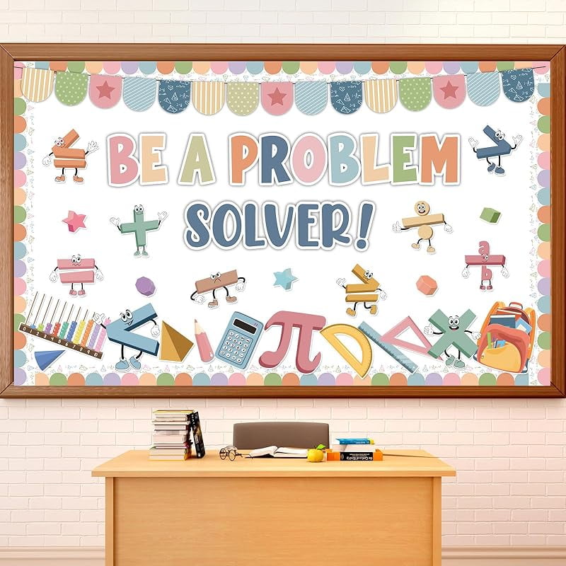 Boho Math Bulletin Board Set Mathematics Symbol Paper Cutouts Be A ...