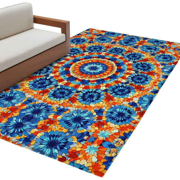 Boho Medallion Area Rug 4x6 Washable Rug Non Slip Farmhouse Southwest ...