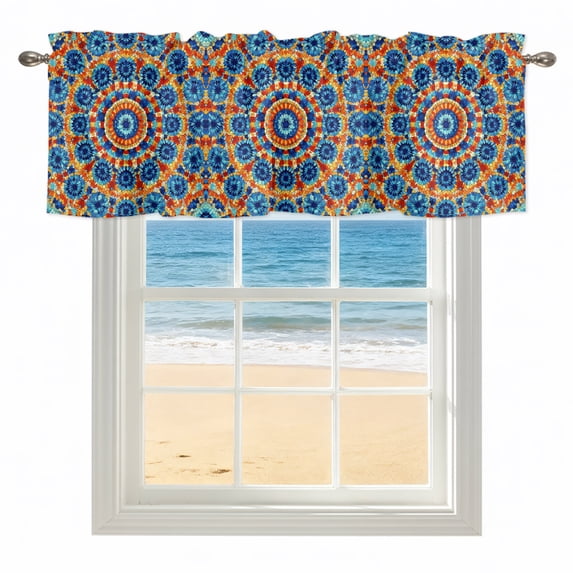 Boho Medallion Kitchen Valances for Windows 42x18 Inch Kitchen Curtains ...