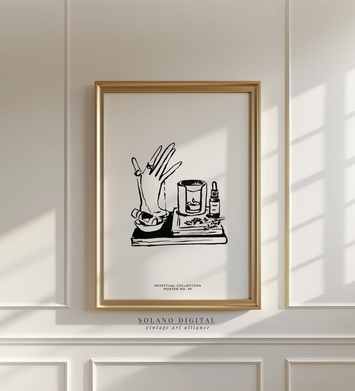 Boho Meditation Altar Art Spiritual Self-Care Line Drawing, Unframed ...