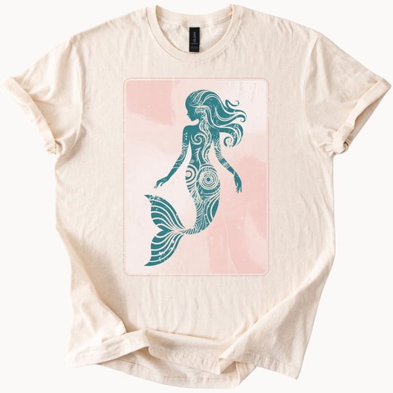 Boho Mermaid Graphic Tee Ocean Tribal Style Shirt Coastal Beach Art ...