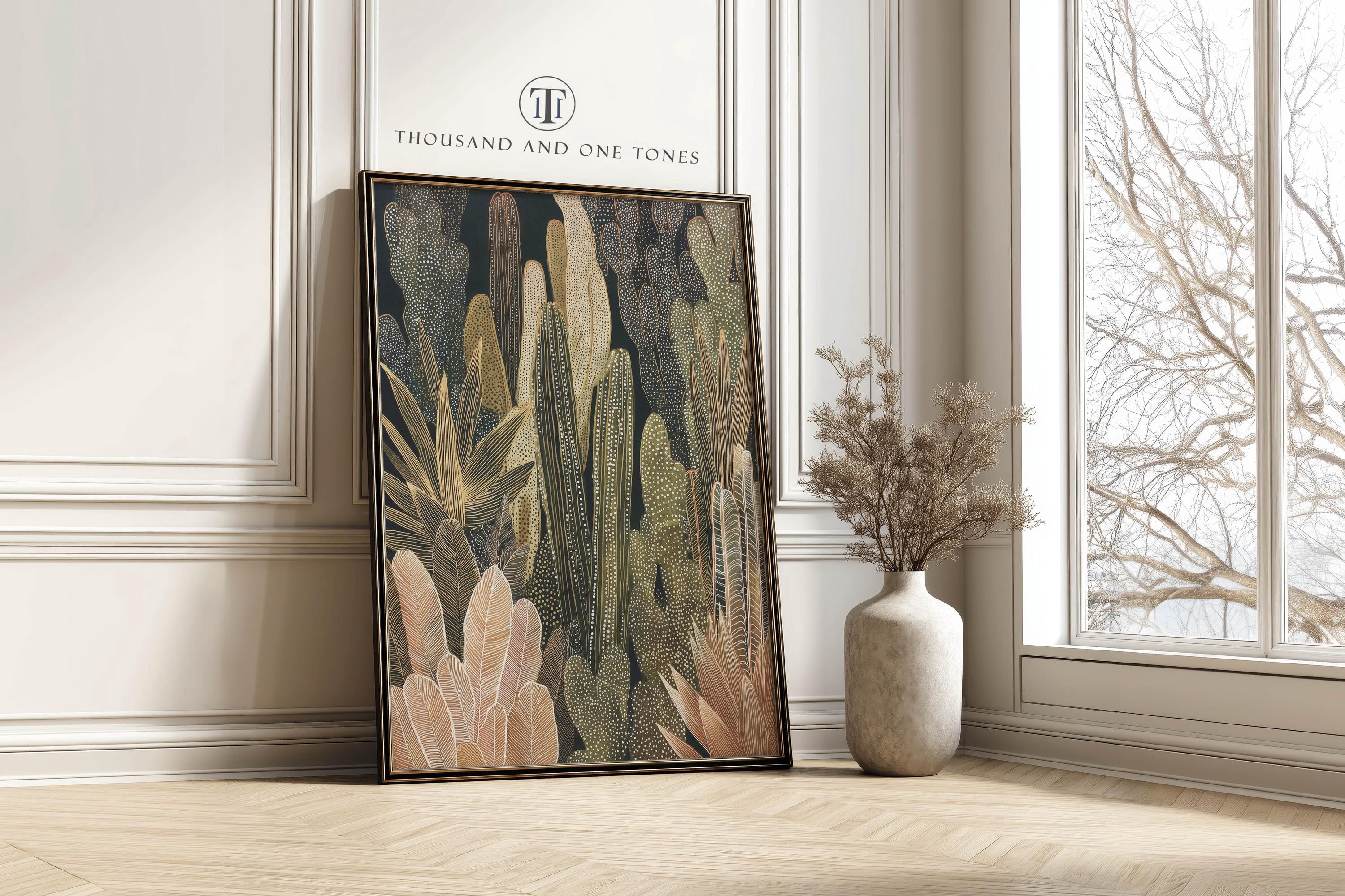 Boho Mexican Cactus Poster Modern Southwestern Green Botanical Poster ...