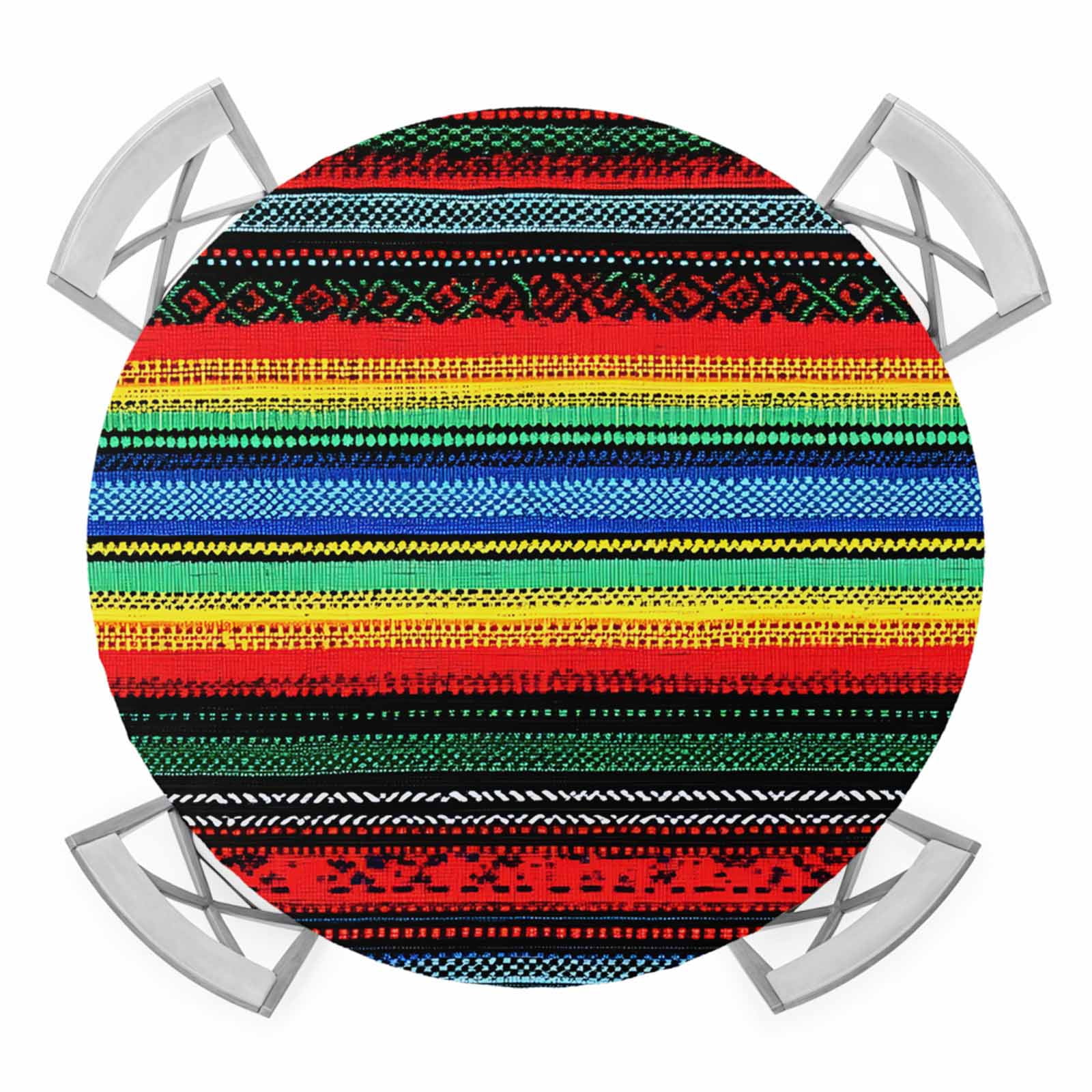 Boho Mexico Round Tablecloth for 45-54 Inch Tables,Fitted Table Cover ...