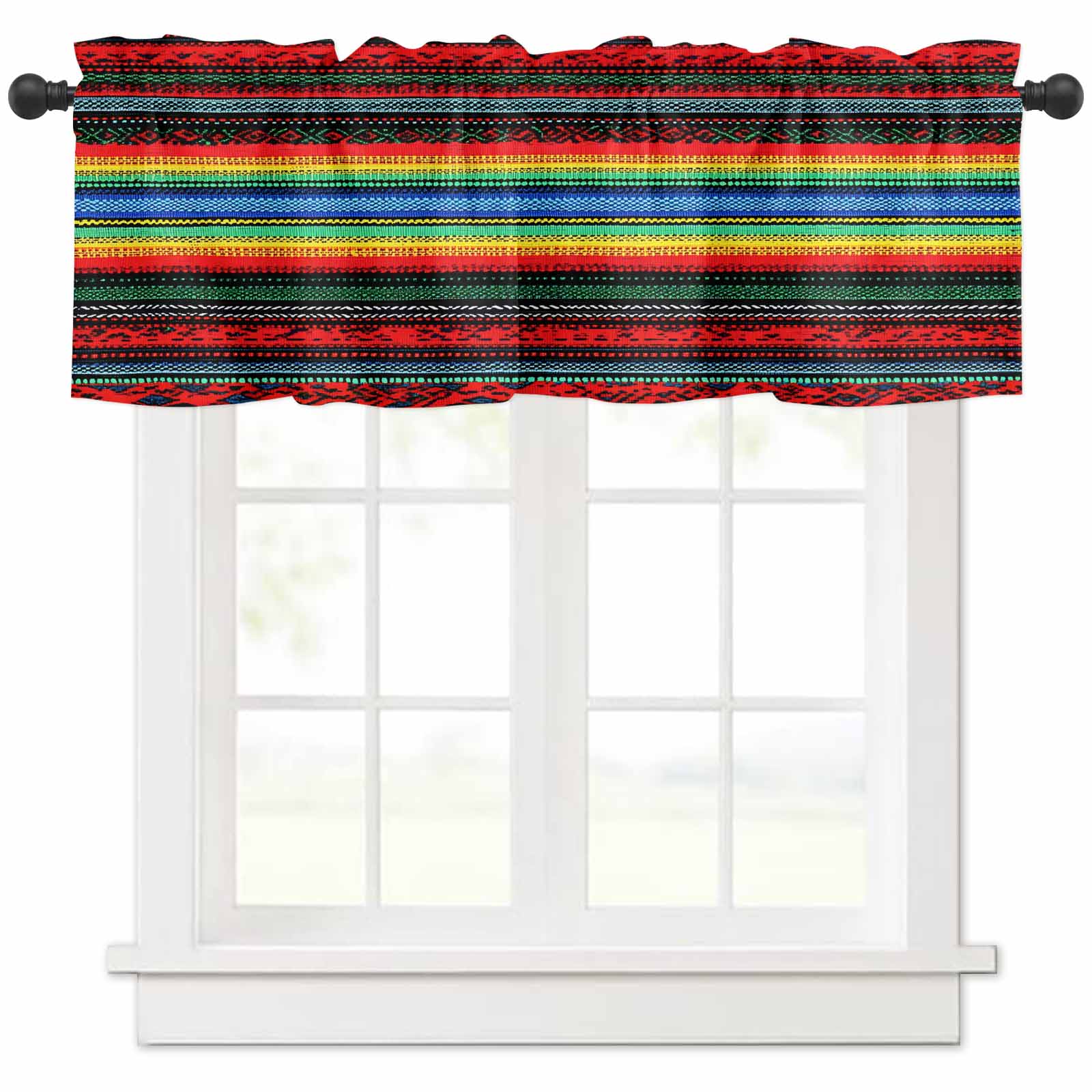 Boho Mexico Valances for Windows Farmhouse Kitchen Curtains Valances ...