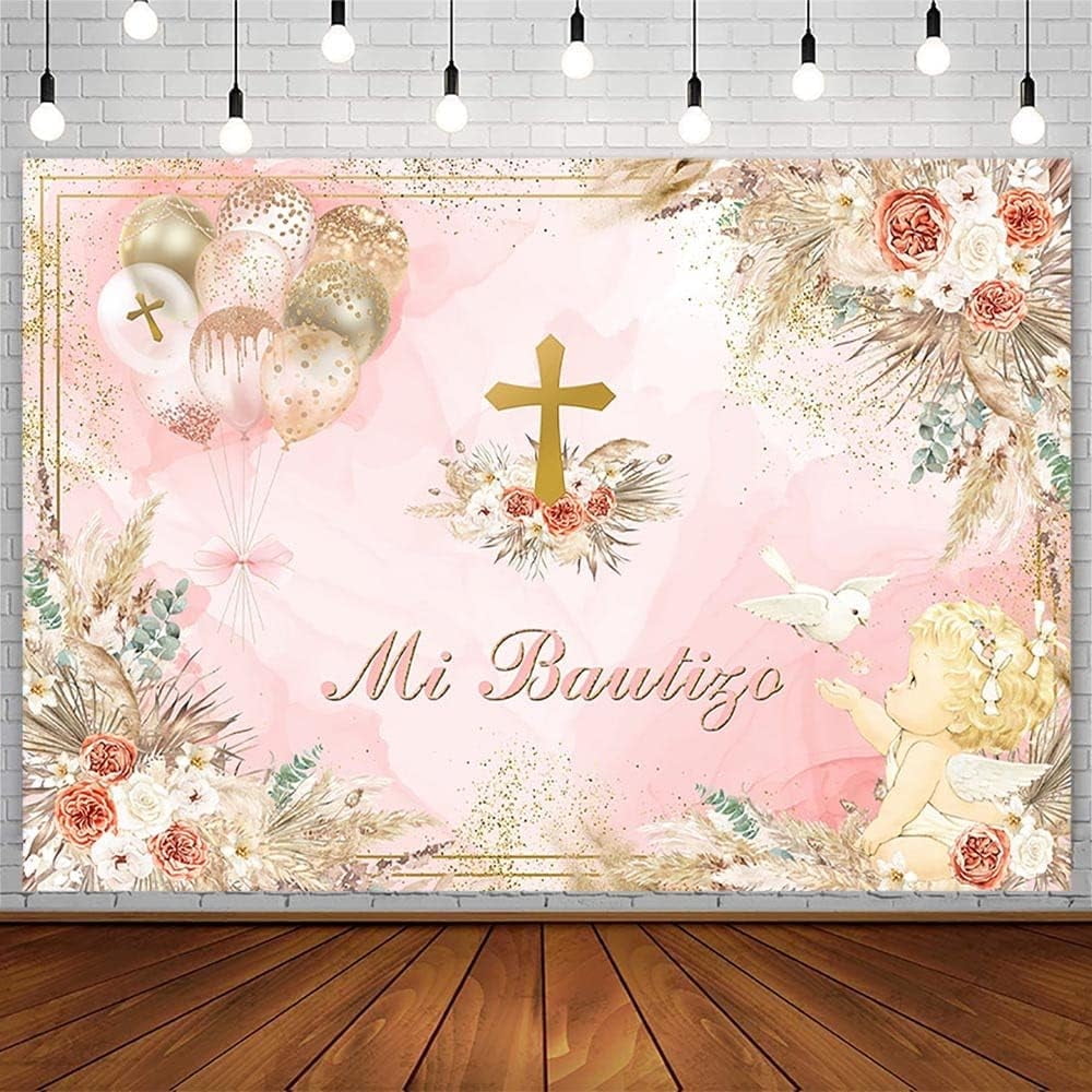 Boho Mi Bautizo Backdrop for Grils Boho Baptism God Bless First Holy ...