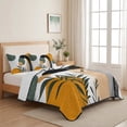 Boho Mid Century Arch Round 3 Pieces Quilt Set,1 Quilt with 2 Shams,Sun ...