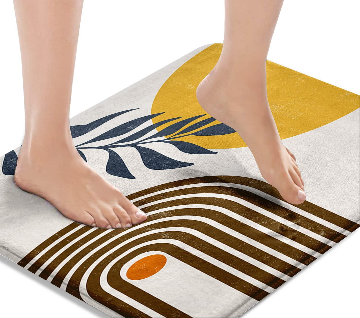 Boho Mid Century Bath Mat, Geometric Abstract Minimalistic Arch ...