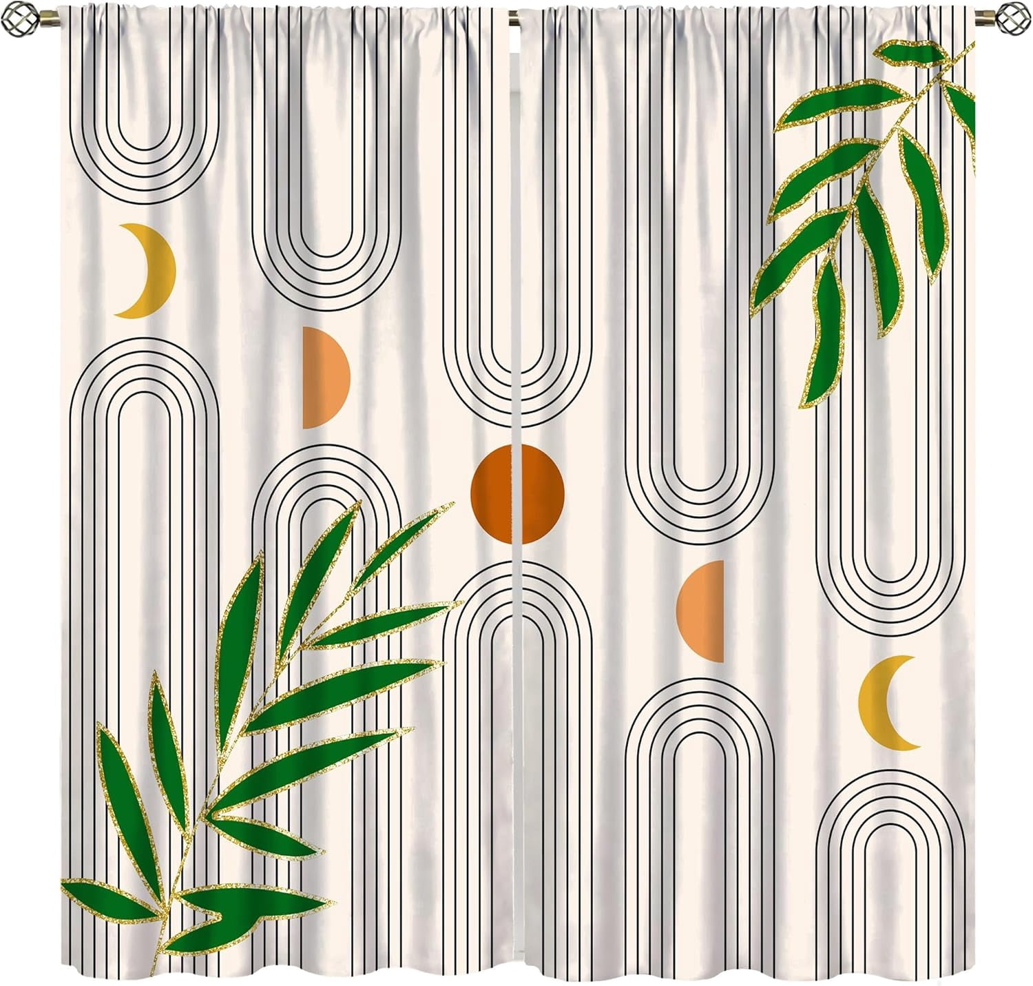Boho Mid Century Blackout Curtains for Kitchen,Modern Minimalist ...