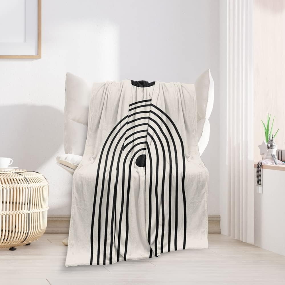 Boho Mid Century Blankets Orange Beige Throws Abstract Modern Aesthetic ...