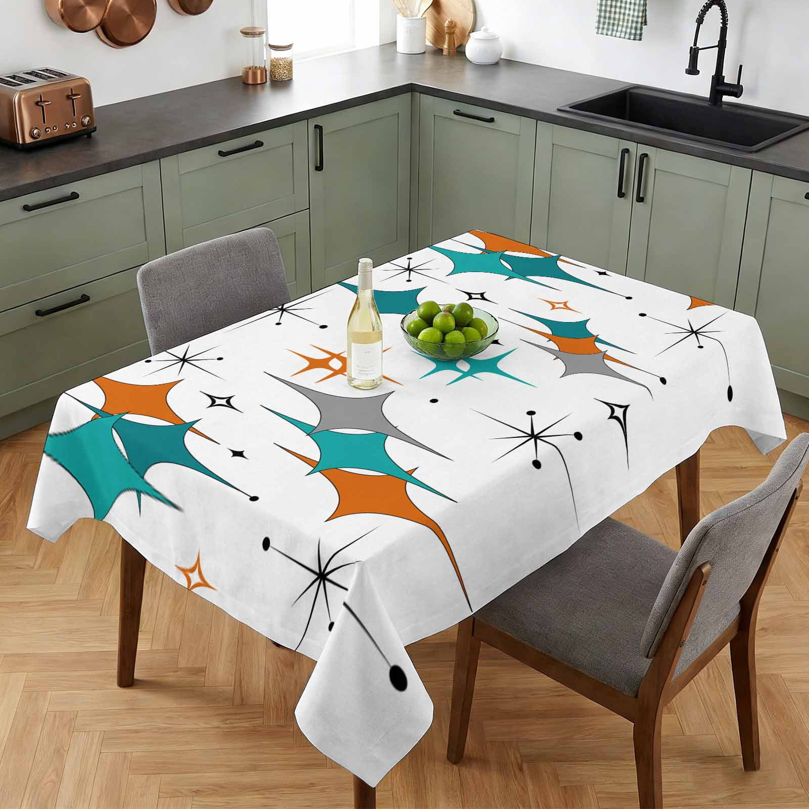 Boho Mid-Century Diamond Pattern Table Cloth 52x70in, Waterproof ...