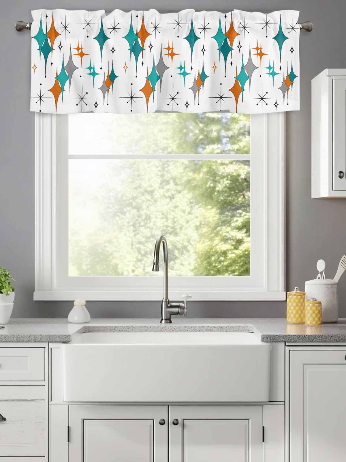Boho Mid-Century Diamond Pattern Valances for Windows,Kitchen Valance ...