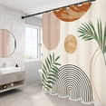 Boho Mid Century Leaf Shower Curtain Set,Arch Sun Design,Minimalistic ...