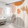 Boho Mid Century Leaf Shower Curtain Set,Arch Sun Design,Minimalistic ...