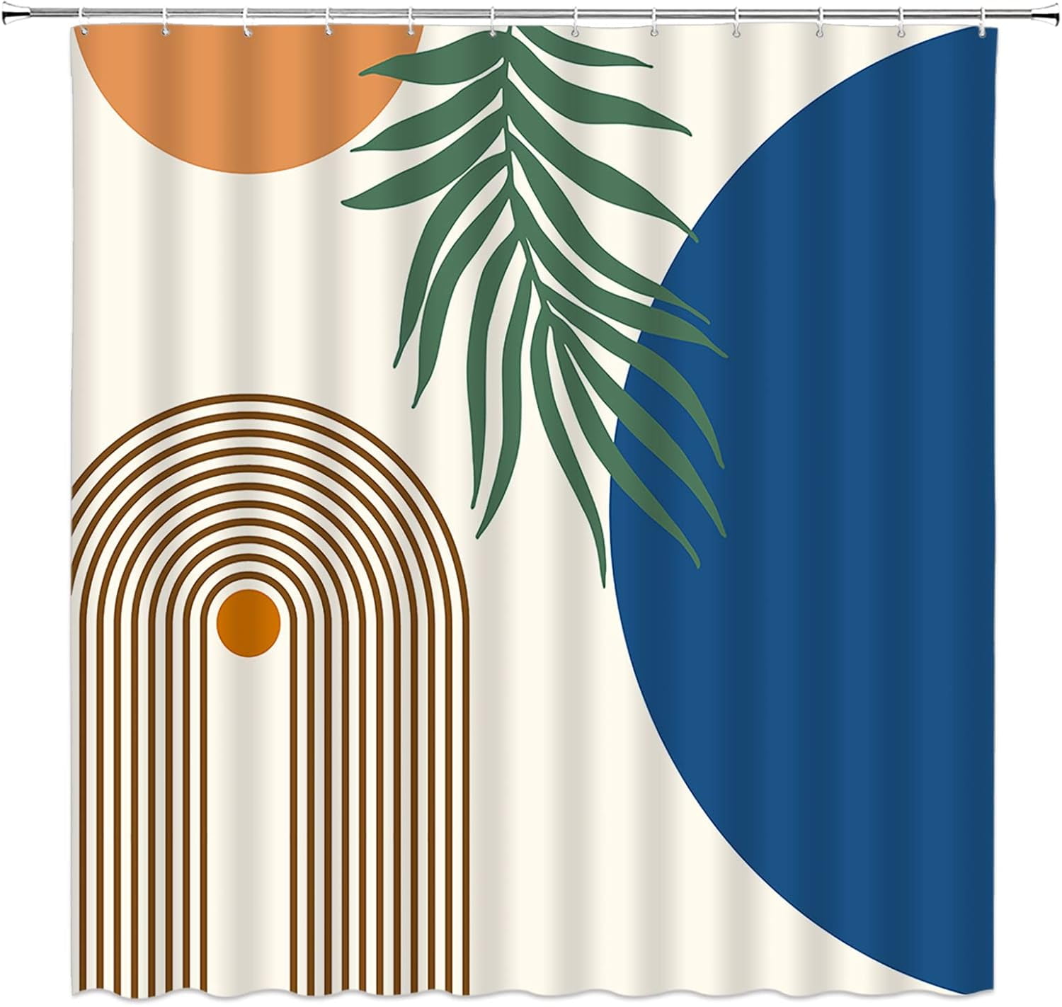 Boho Mid Century Modern Shower Curtain Abstract Tropical Leaves Arch ...
