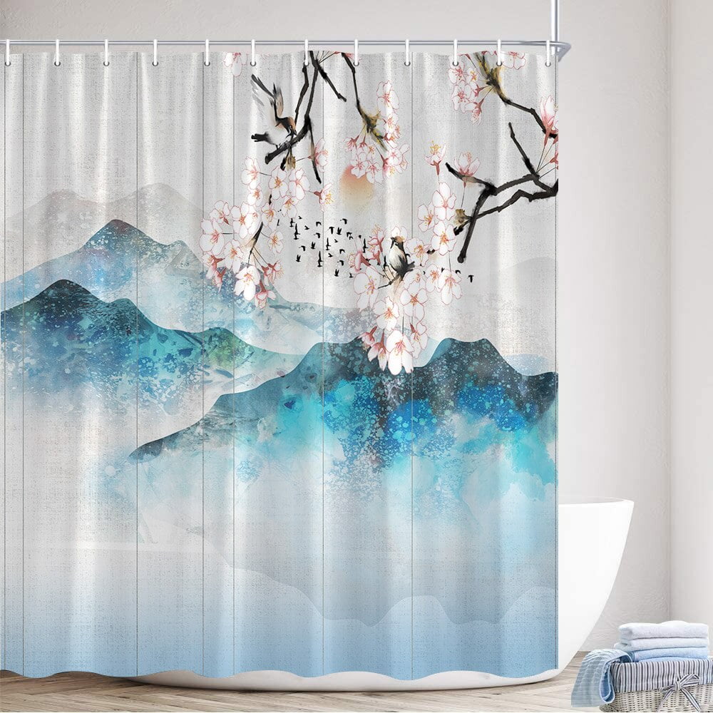 Boho Mid Century Modern Shower Curtains Abstract Retro Geometric Arch