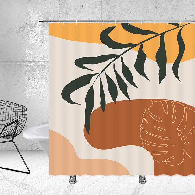 Boho Mid Century Modern Shower Curtains Abstract Retro Geometric Arch