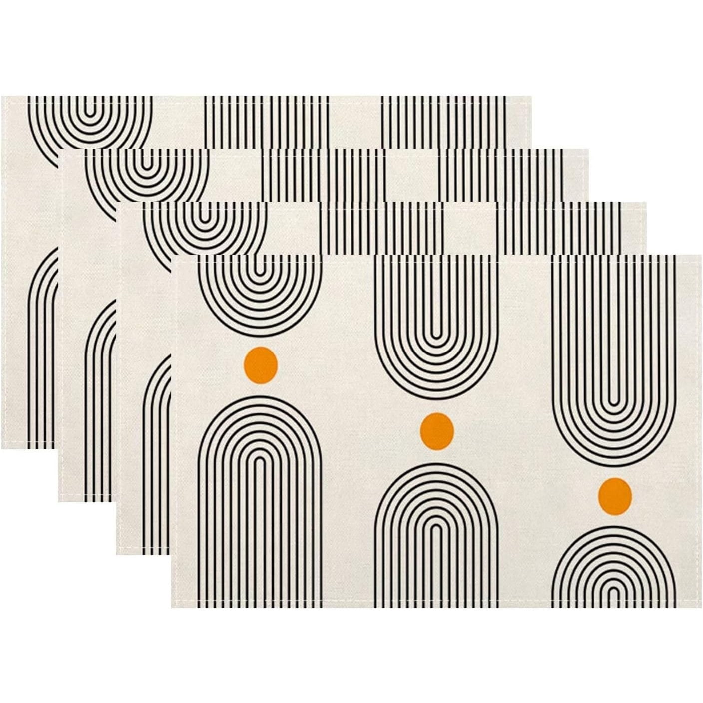 Boho Mid Century Placemats 12x18 Inch Set of 4, Abstract Simple Sun ...