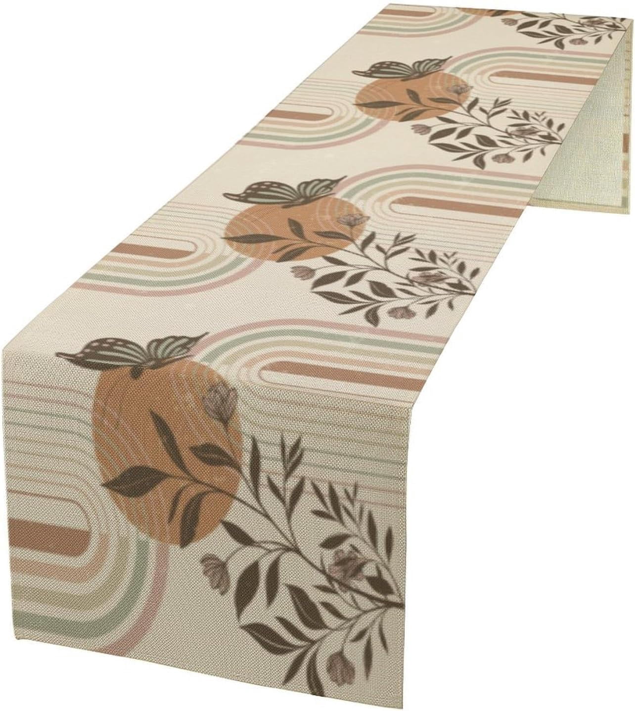 Boho Mid Century Table Runner,Retro Abstract Geometric Art Table Runner ...