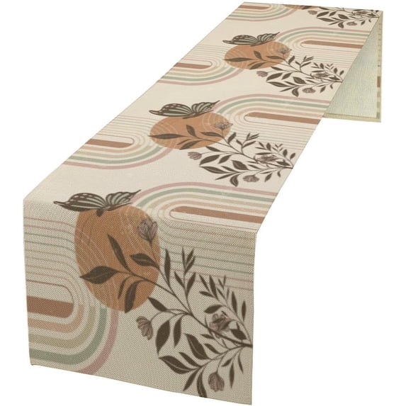 Boho Mid Century Table Runner,Retro Abstract Geometric Art Table Runner ...