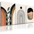 Boho Mid Century Wall Art Set, Abstract Geometric Framed Canvas for ...