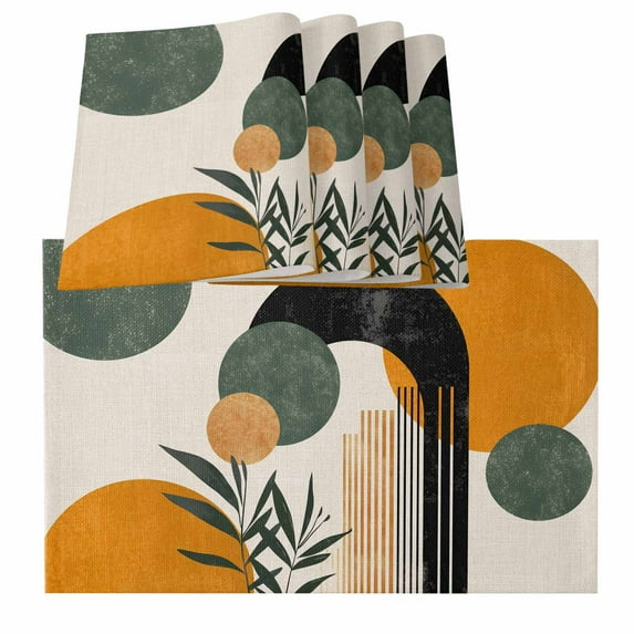 Boho Middle Century Placemats for Dinning Table Set of 4, Abstract ...