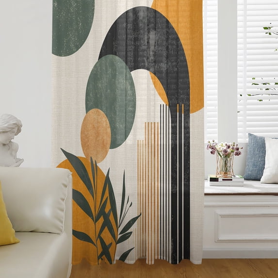 Boho Middle Century Sheer Curtains 72 Inch Length, Light Filtering ...