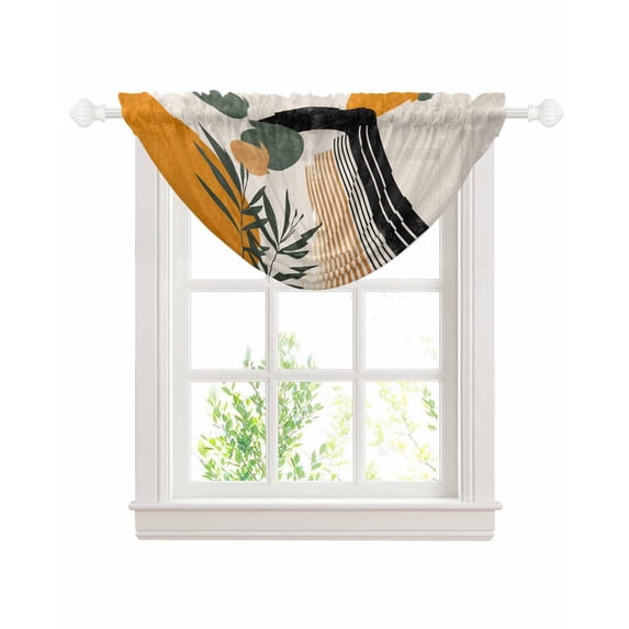 Boho Middle Century Sheer Waterfall Valance Curtains for Window ...