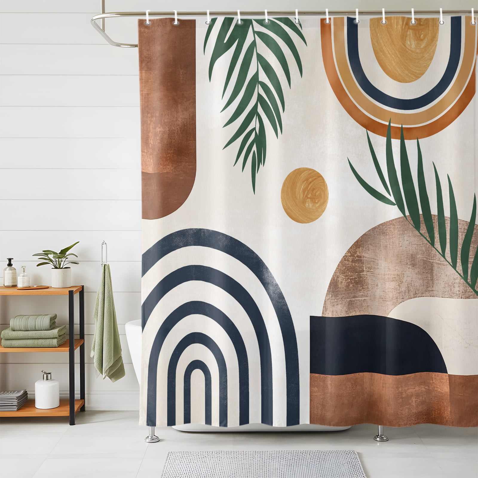 Boho Middle Century Shower Curtains for Bathroom, Modern Abstract ...