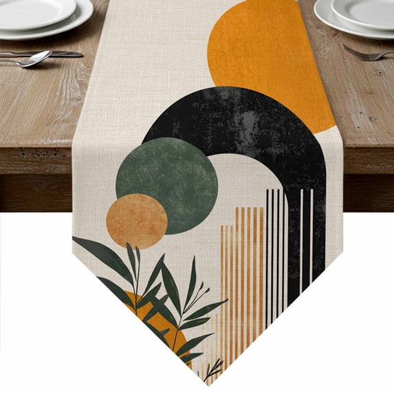 Boho Middle Century Table Runner Linen Burlap Table Runner 120 Inches ...