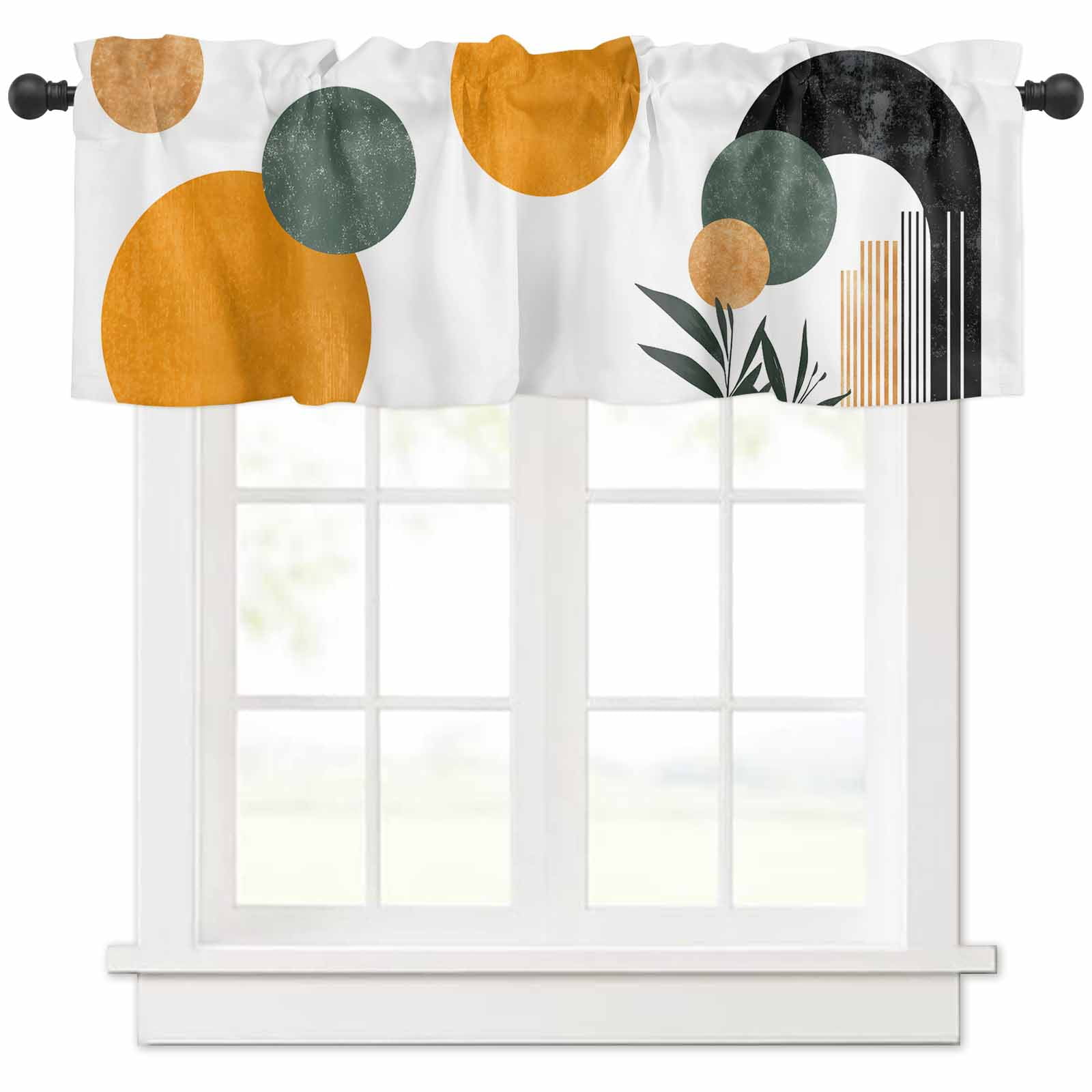 Boho Middle Century Valances for Windows Farmhouse Kitchen Curtains ...