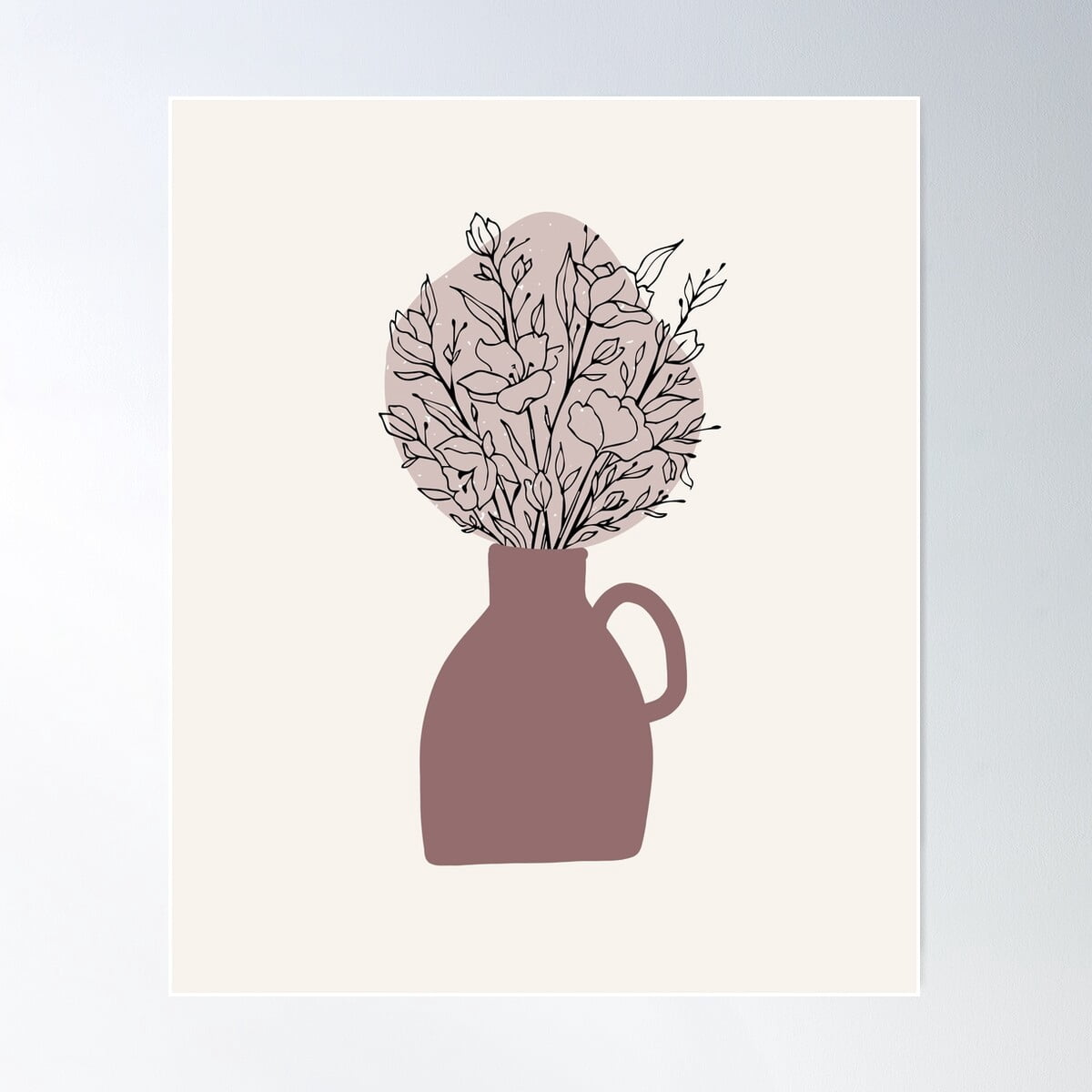 Boho Minimalist Abstract Flower Bouquet Pottery Vase Art Poster Wall ...
