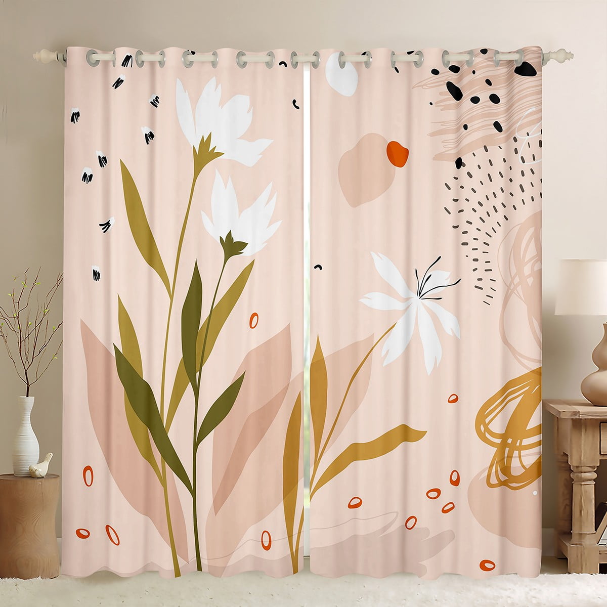 Boho Minimalist Curtains Hippie Abstract Art Curtains & Drapes ...