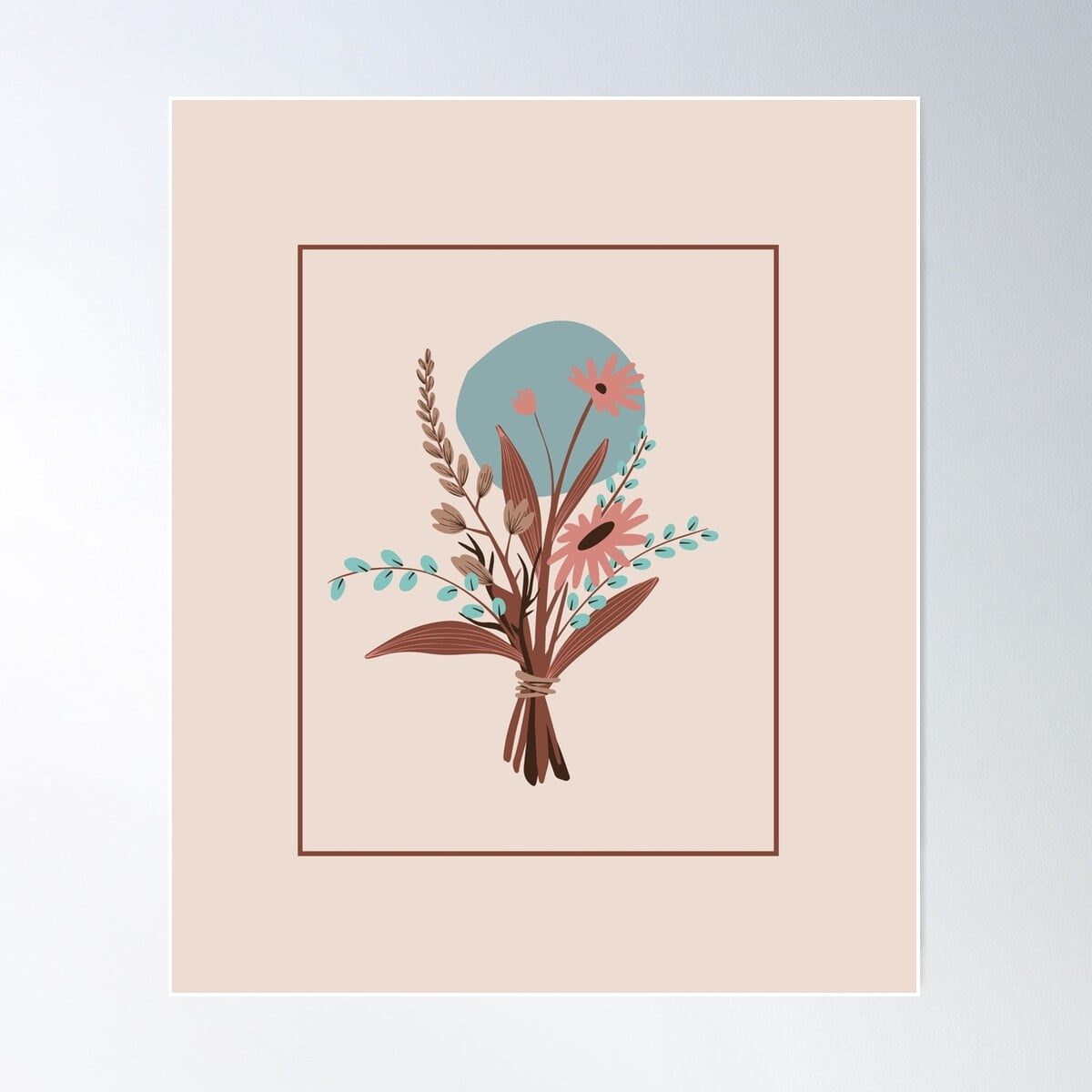 Boho Minimalist Flower Bouquet Cute Design Poster Wall Art, Modern Wall ...