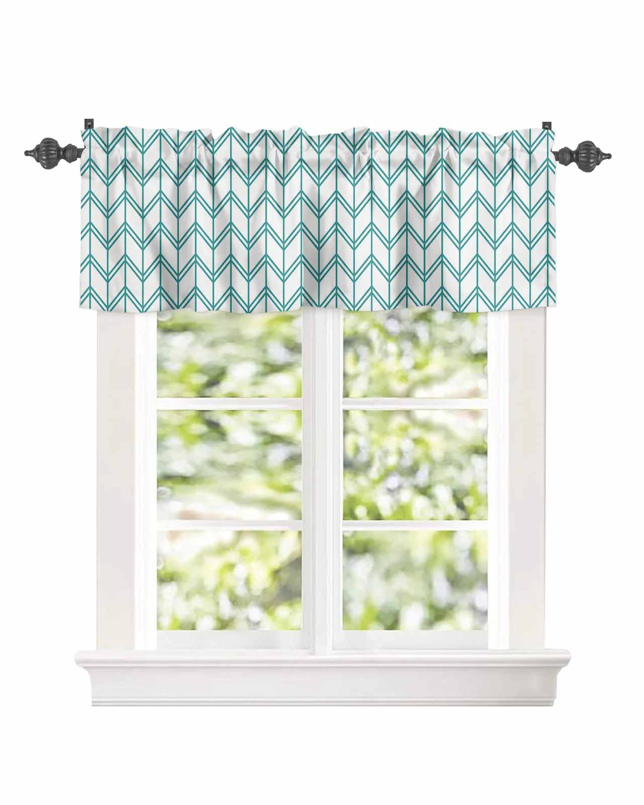 Boho Minimalist Geometric Art Curtain Valances for Kitchen Windows,Rod ...