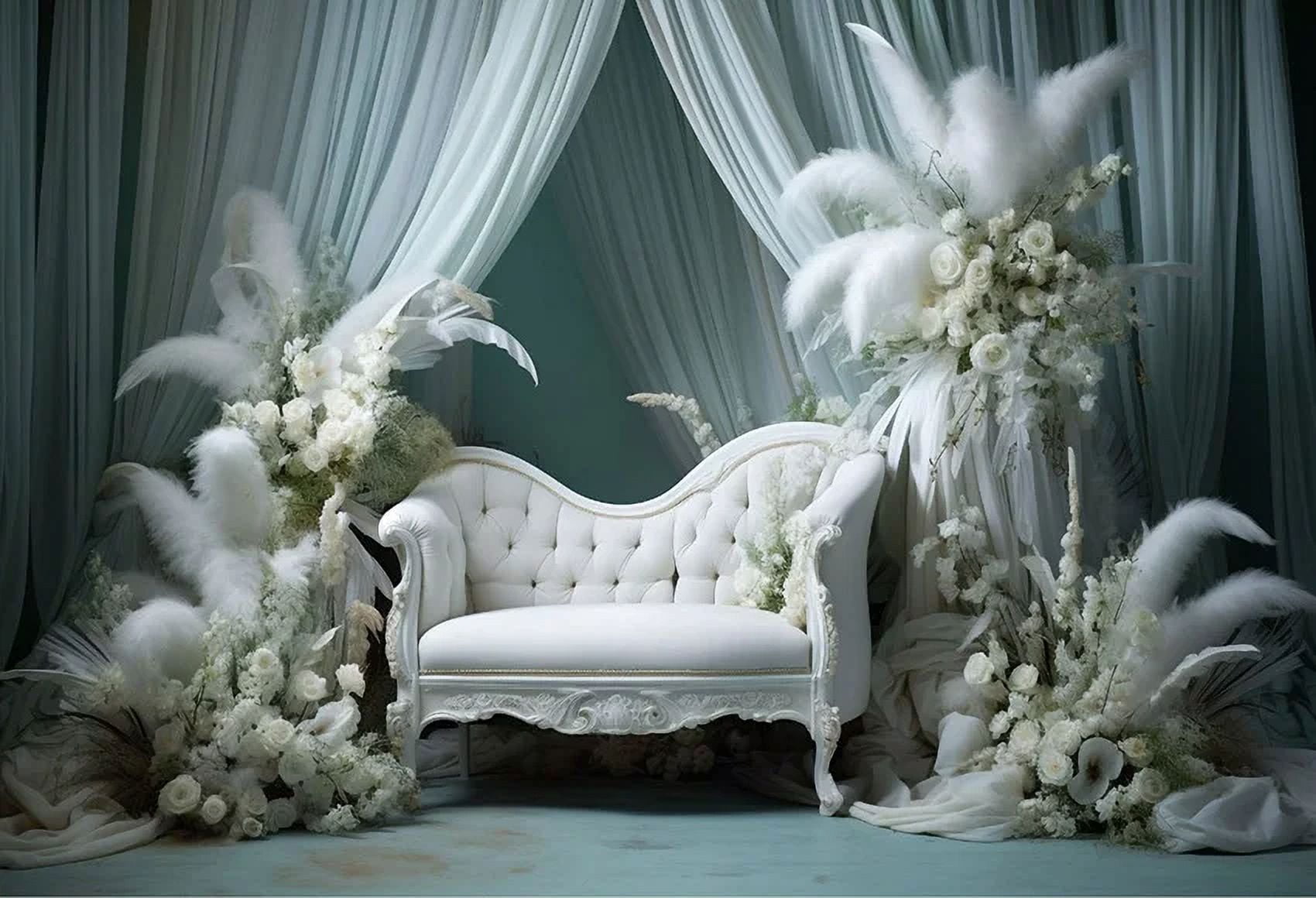 Boho Mint Floral Curtain Adult Birthday Wedding Maternity Portrait r ...