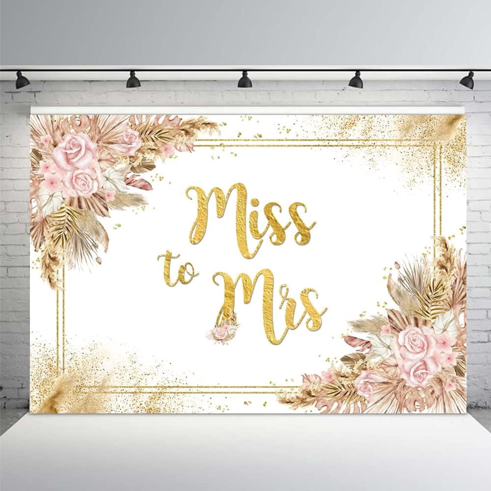 Boho Miss to Mrs Backdrop Bridal Shower Chic Pink Flowers Bride to Be ...