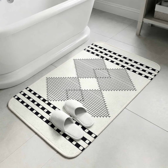 Boho Modern Bathroom Rugs Non Slip Washable Bath Mat Absorbent Low Pile ...