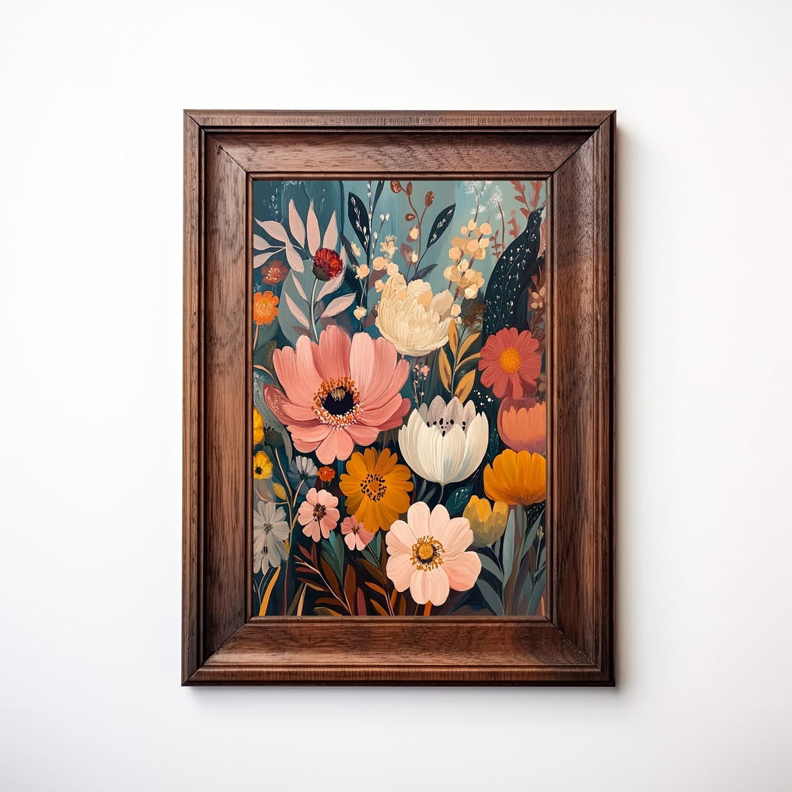 Boho Modern Flowers Abstract Print Poster Modern Mid Century Art Boho ...