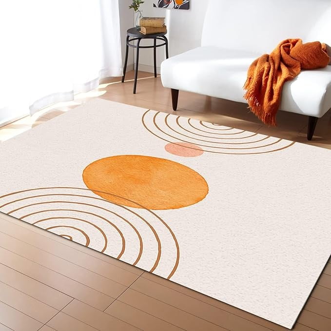 Boho Modern Simple Contour Kids Rugs, Geometry Art Large Bedroom Carpet ...