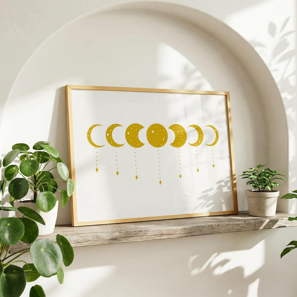 Boho Moon Minimalist Wall Art Landscape, Stretched Canvas - Walmart.com